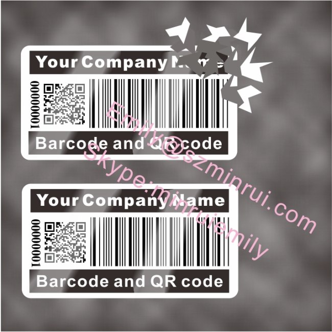 barcode void destructible labels from China manufacturer - Shenzhen Minrui Adhesive Products Co,Ltd