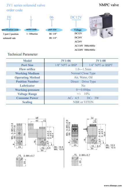 air compressor solenoid valve 3v1-06 manufacturer from China Ningmao ...