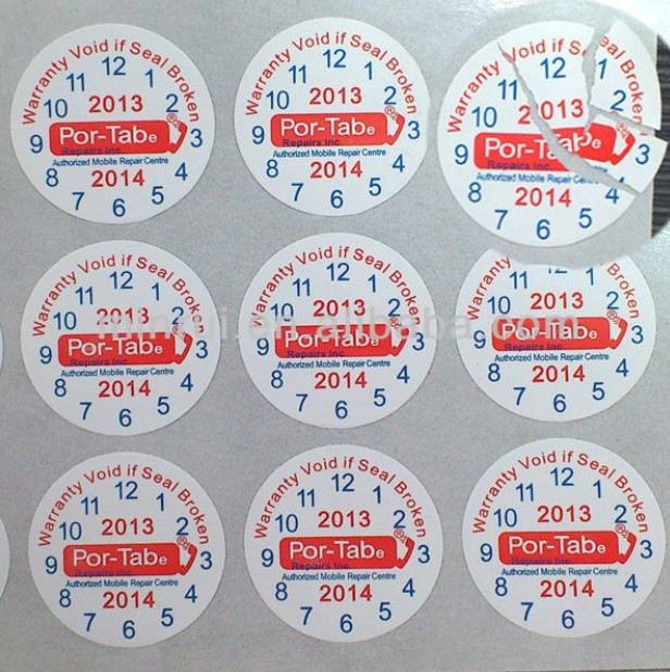 Small Round Date Warranty Stickers for cell phones from China ...